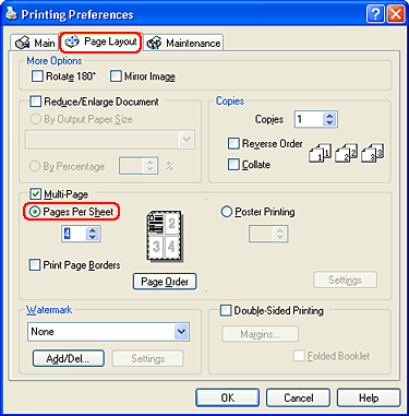 Pages Per Sheet Printing
