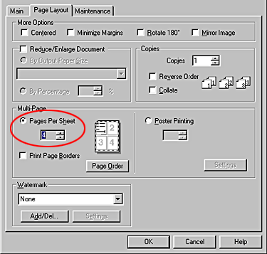 Pages Per Sheet Printing (Windows), N-up Printing (Macintosh)