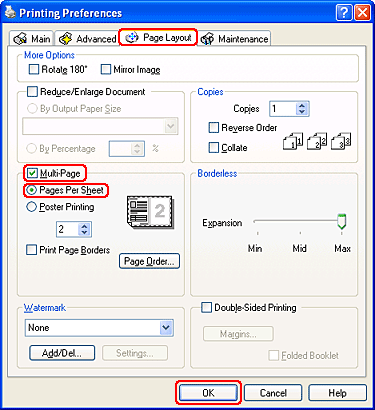 Pages Per Sheet Printing